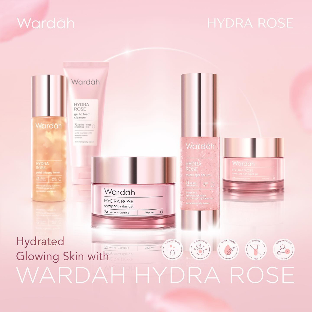 Wardah Hydra Rose Series/ Wardah Rose cleanser/ Wardah Rose Toner ...