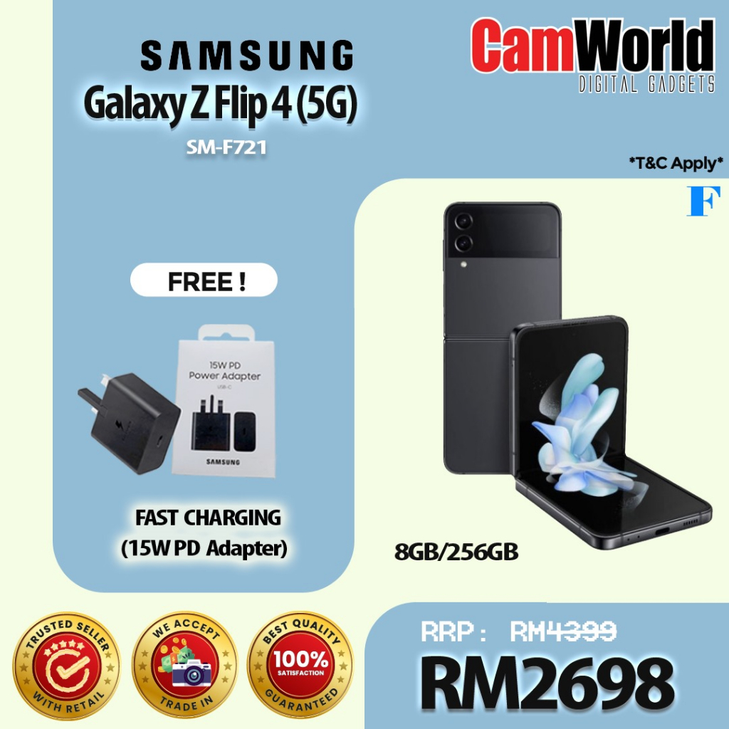 Samsung Galaxy Z Flip 4 / Flip 4 5G (SM-F721) ( 8GB+256GB ) With 15w | Shopee Malaysia