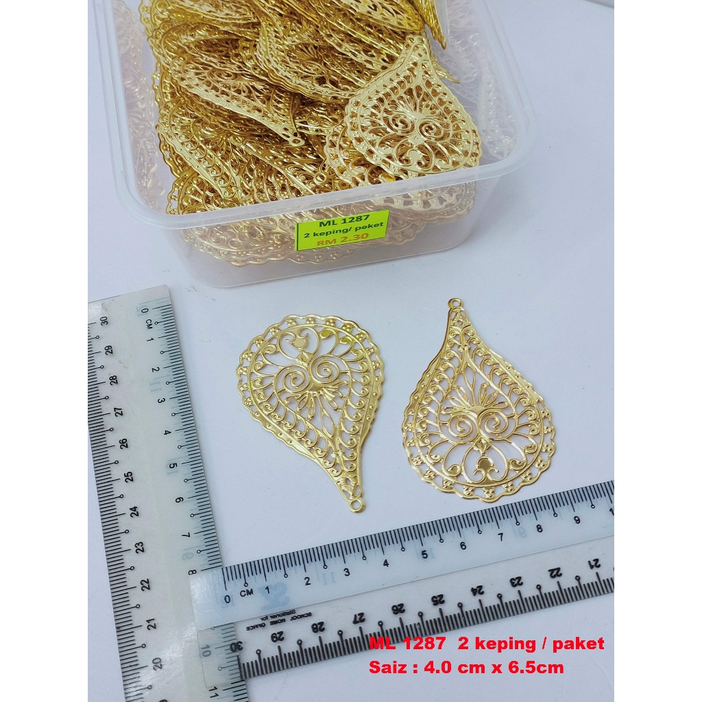 Kepingan besi emas bercorak kerawang untuk sanggul melintang | Shopee ...