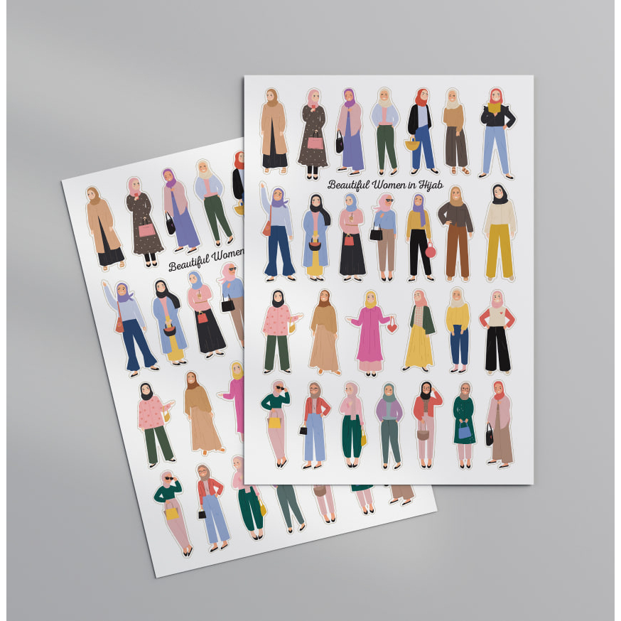 Islamic Hijab Sticker Planner Journal Scrapbook Muslimah kawai Stiker ...