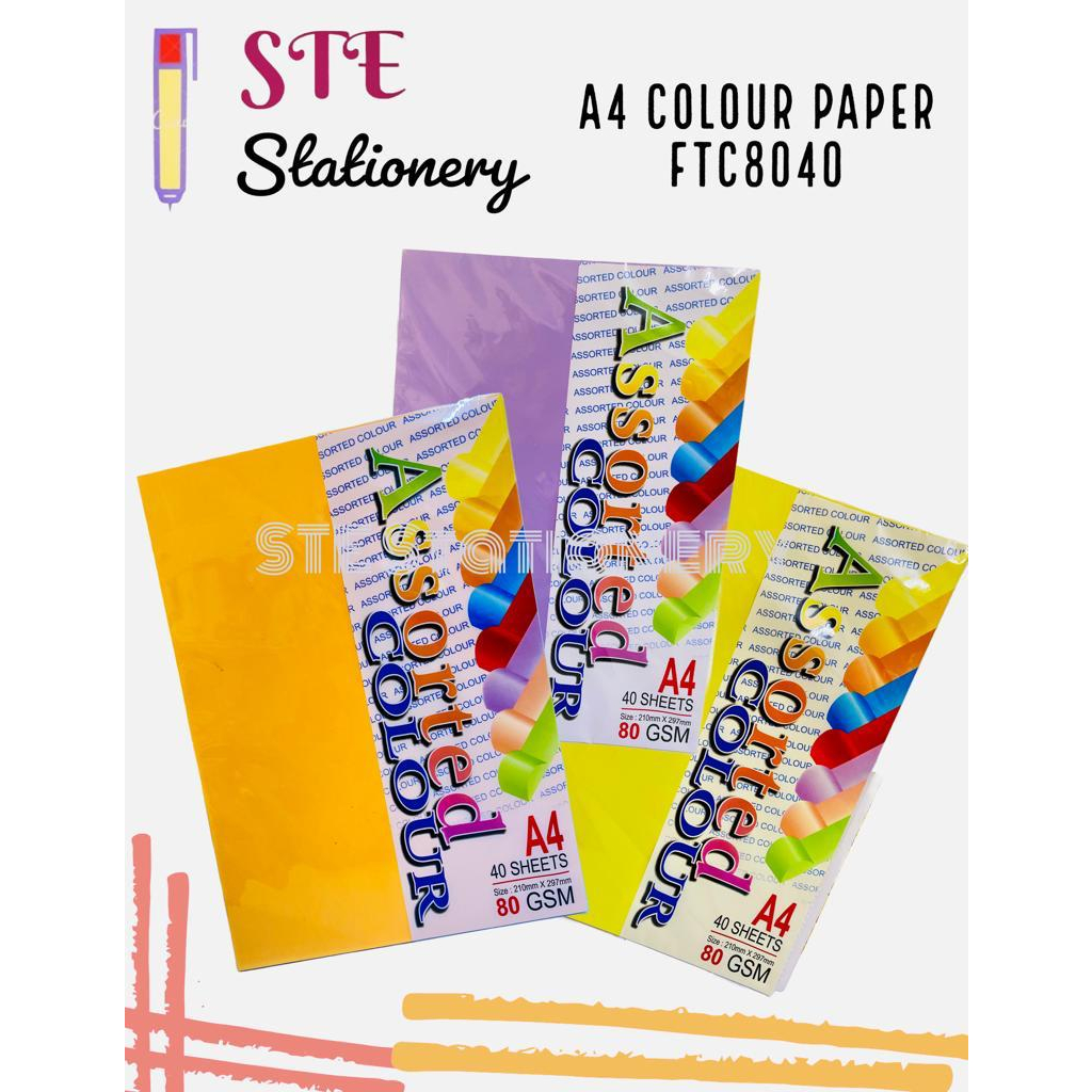 STANDARD A4 Assorted Colour Paper 80gsm FTC8040 (40 sheets/pack ...