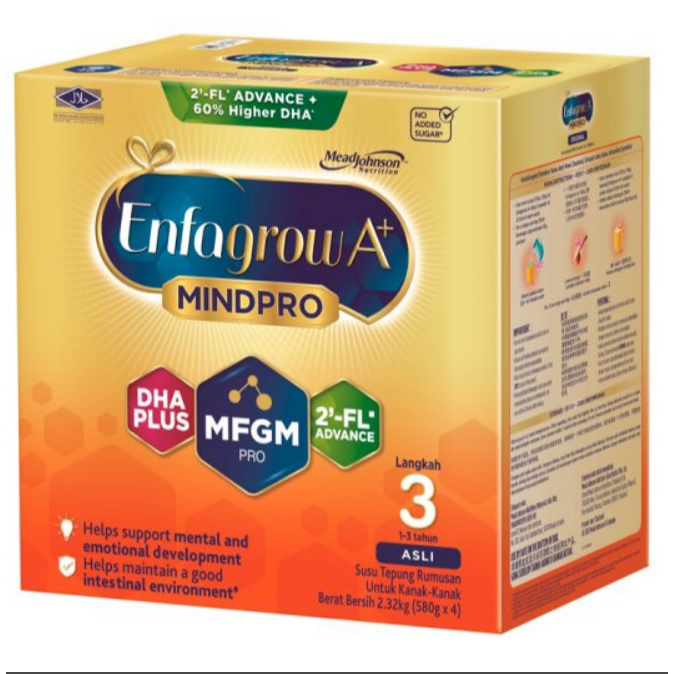 Enfagrow A+ Step 3 Plain Formulated Milk Powder (1-3 Years) 2.32kg (4 x 580g) | Shopee Malaysia