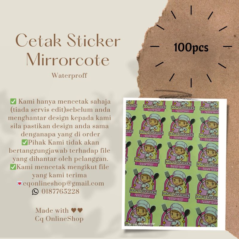 Cetak Sticker Produk Mirorcote Waterproff 100pcs | Shopee Malaysia