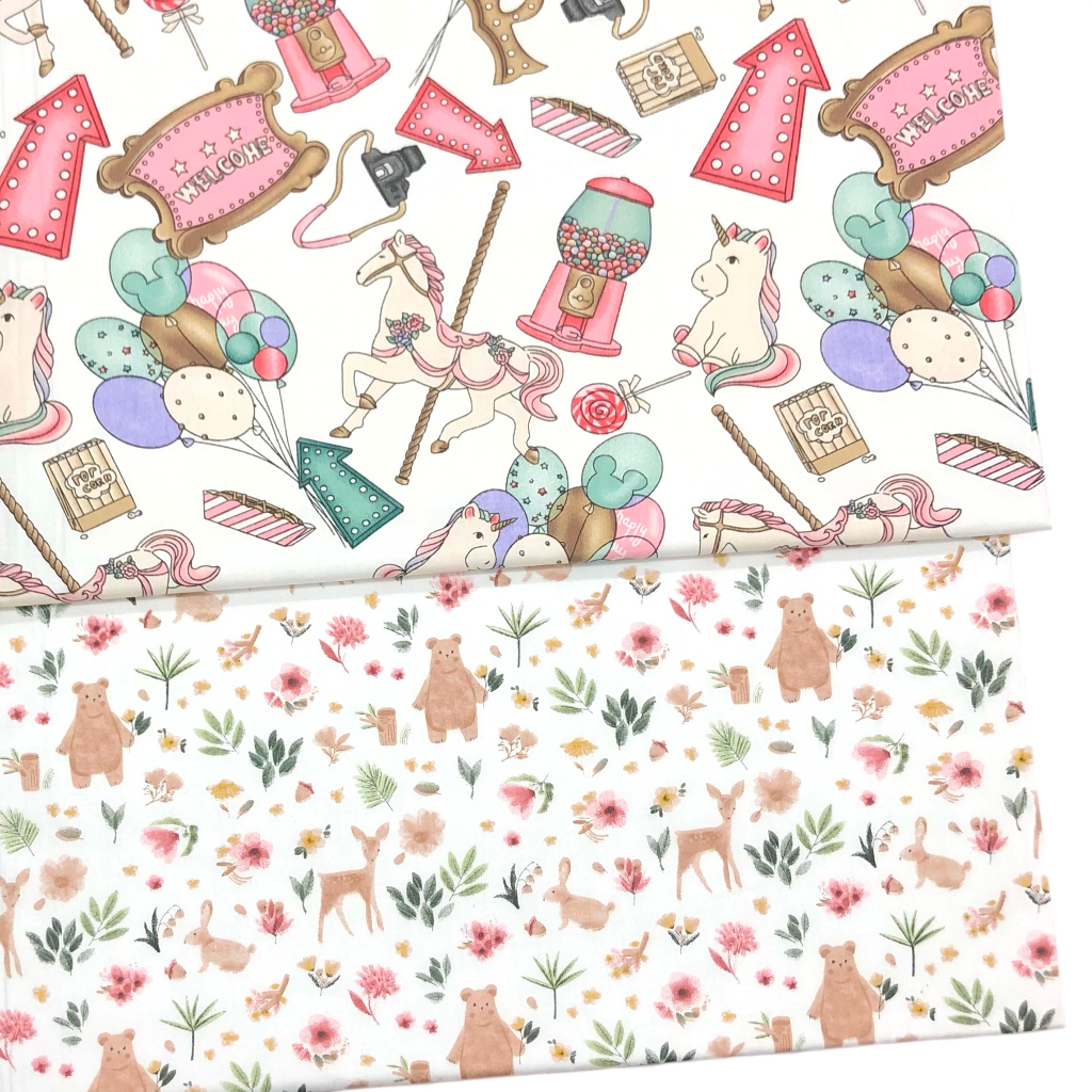 Kain Comb Cotton Corak Unicorn & Binatang Comel (Bidang 60”) / Pink ...