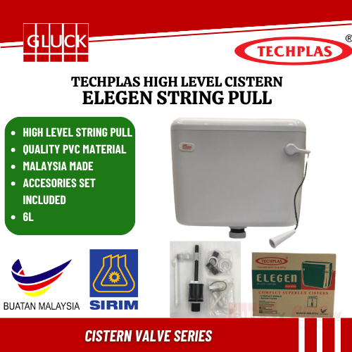 TECHPLAS HIGH LEVEL CISTERN ELEGEN SERIES FULL SET TANGKI AIR TANDAS ...