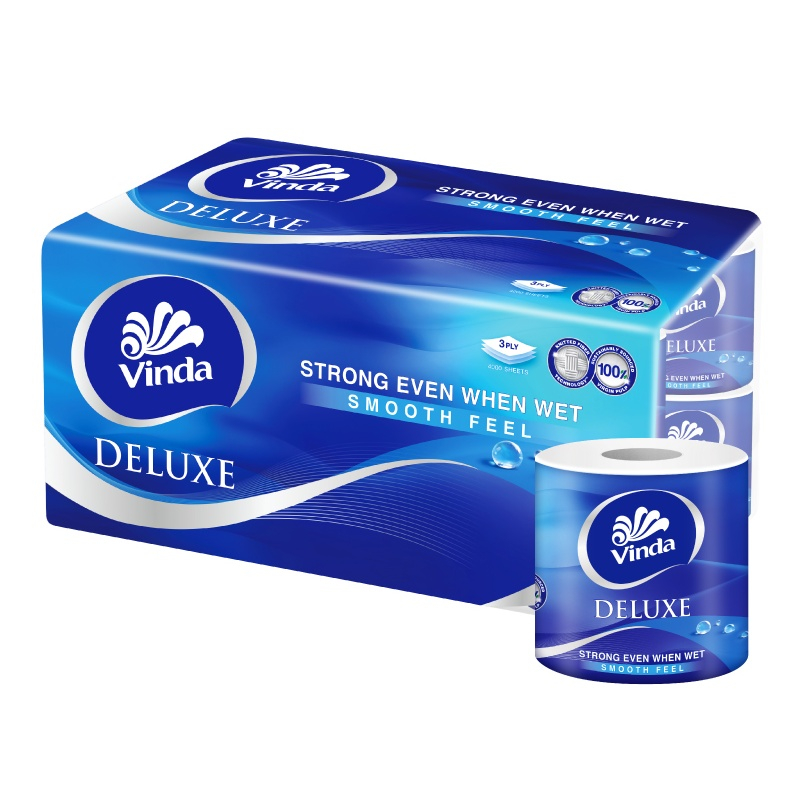 Vinda Deluxe Smooth Feel Toilet Tissue 3 Ply (16 Rolls) / PROMOPACK (16+4Rolls) | Shopee Malaysia
