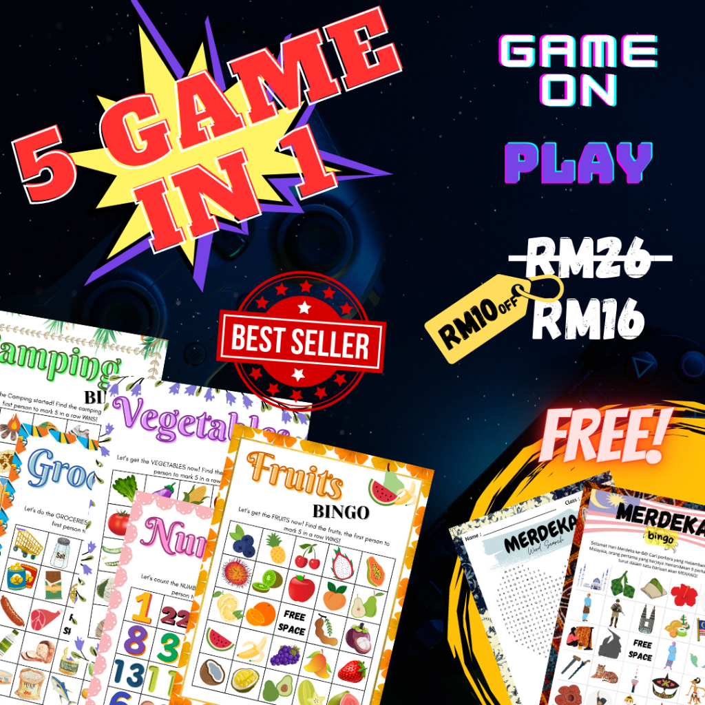 MERDEKA SALES!!! 125 Bingo Game Cards + Free 20 Cards | Printable or ...