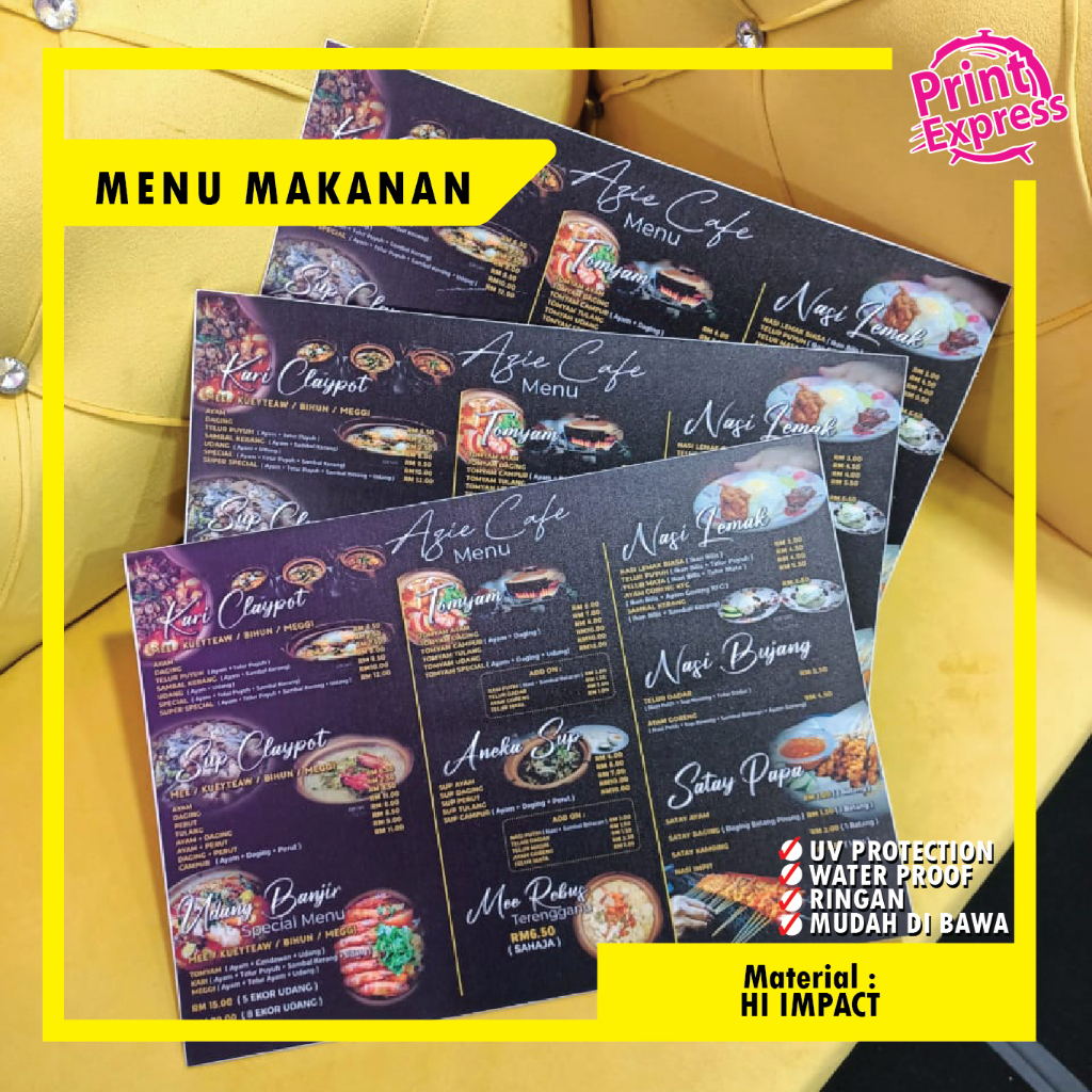 PAPAN MENU MAKANAN | Menu Makanan Kedai Makan, Menu Restoran, Menu ...