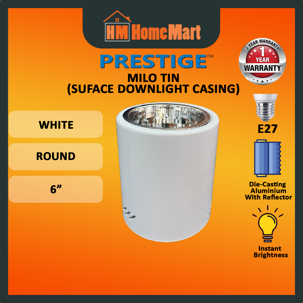 PRESTIGE Surface Downlight Casing TAHAN LASAK WATERPROOF 4"/6"/8" MILO ...