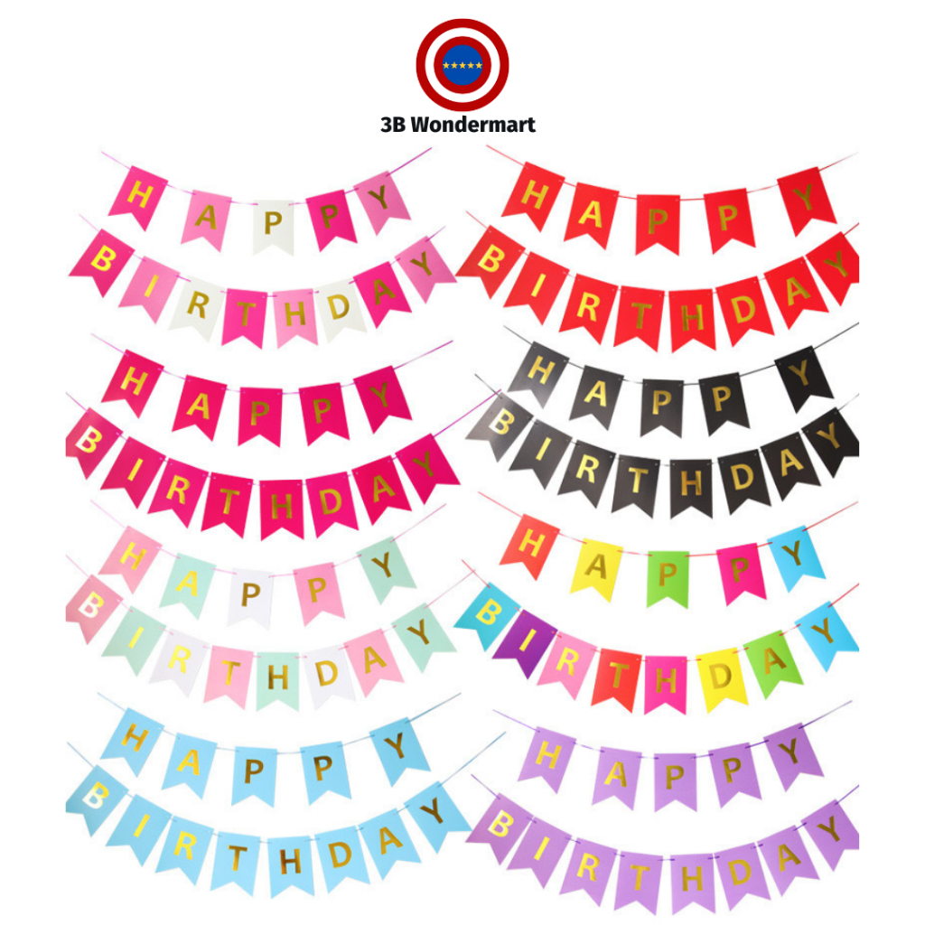 Happy Birthday Banner Bunting Flag Birthday Flag HBD | Shopee Malaysia