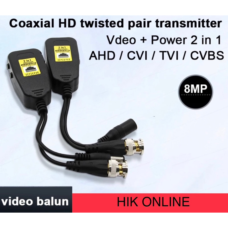 VIDEO & POWER PASSIVE VIDEO BALUN FULL HD CVI/AHD/TVI CCTV RJ45 CAT5 ...