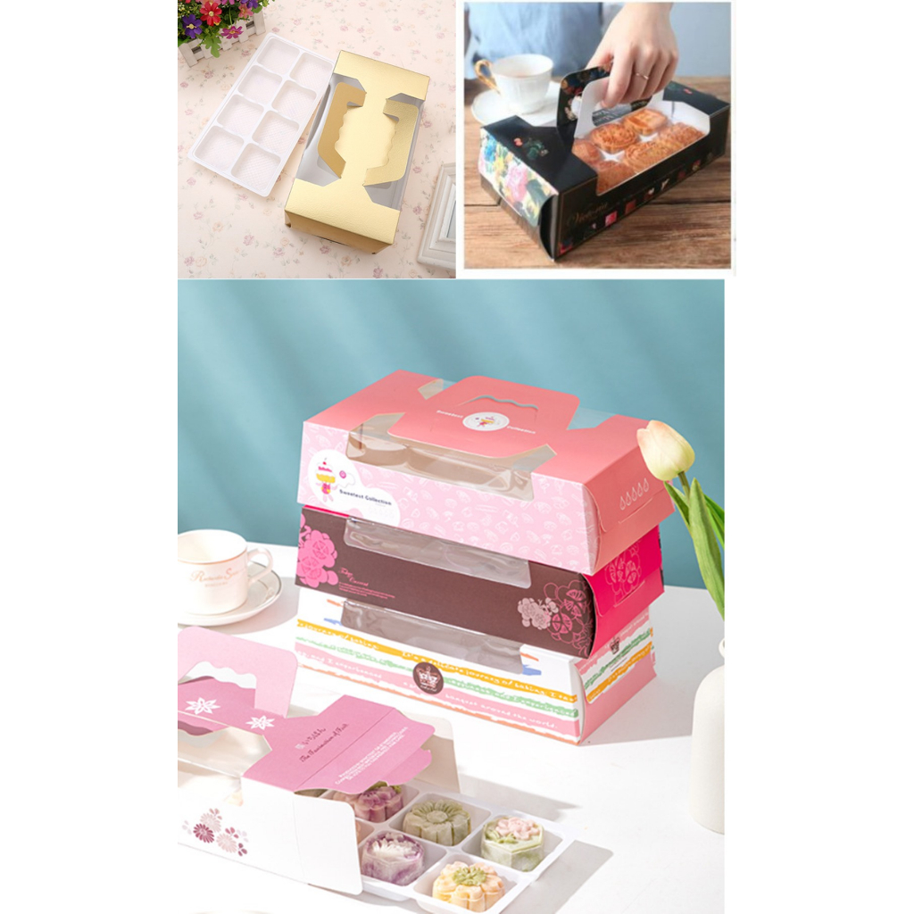 10sets 50g-80g Mooncake/pastry/tart Packaging Box ( White tray included ...