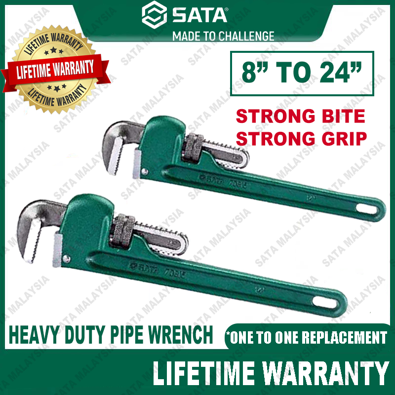 SATA Heavy Duty Pipe Wrench 8" to 24" Strong Jaw Pipe Wrench Pipe ...