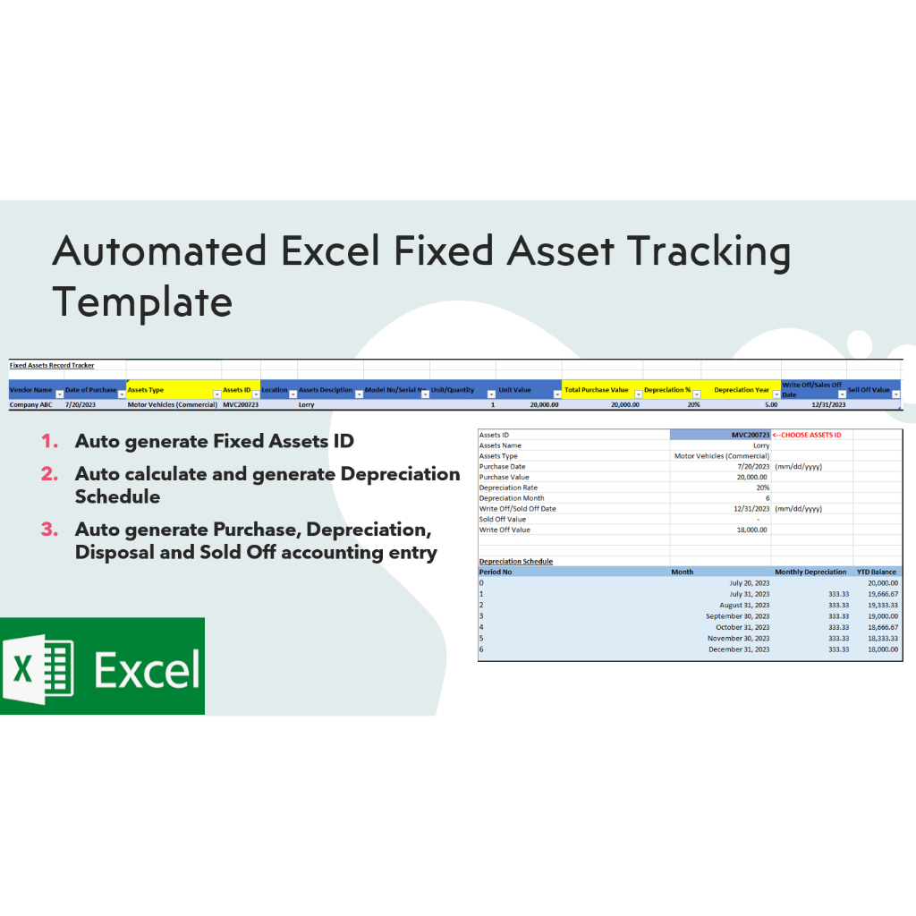 [Life Time] Automated Excel Fixed Asset Tracking Template | Assets ...