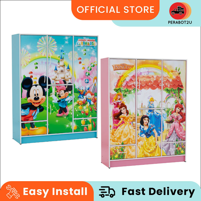 P2U 5FT Wonderland Cartoon Big Cabinet/Children Wardrobe/Almari Baju ...
