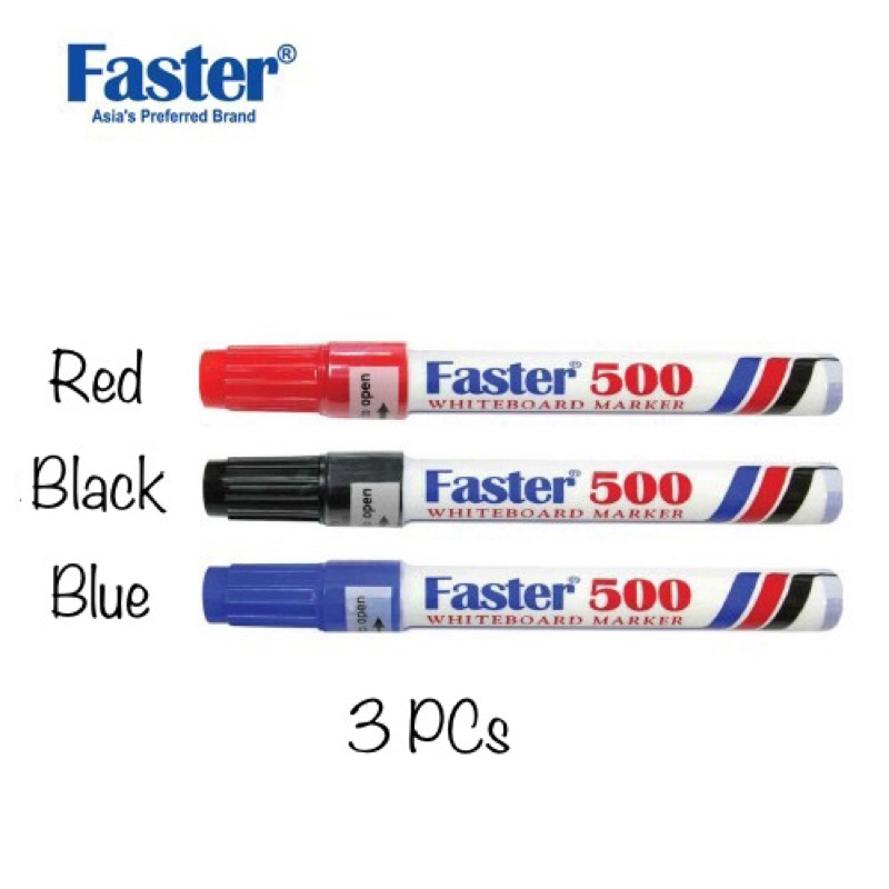 Faster 500 Whiteboard Marker (Black/ Blue/ Red x 3pcs) | Shopee Malaysia