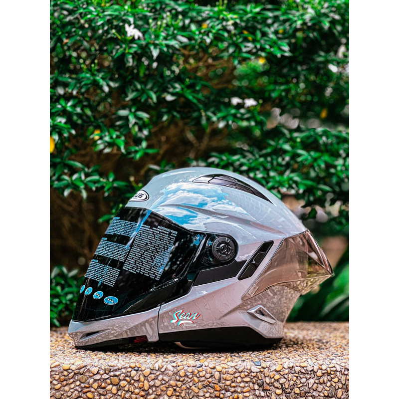 [READY STOCK] Zeus Helmet Grey ZS-613 2 in 1 Helmet Open Face/Full Face ...