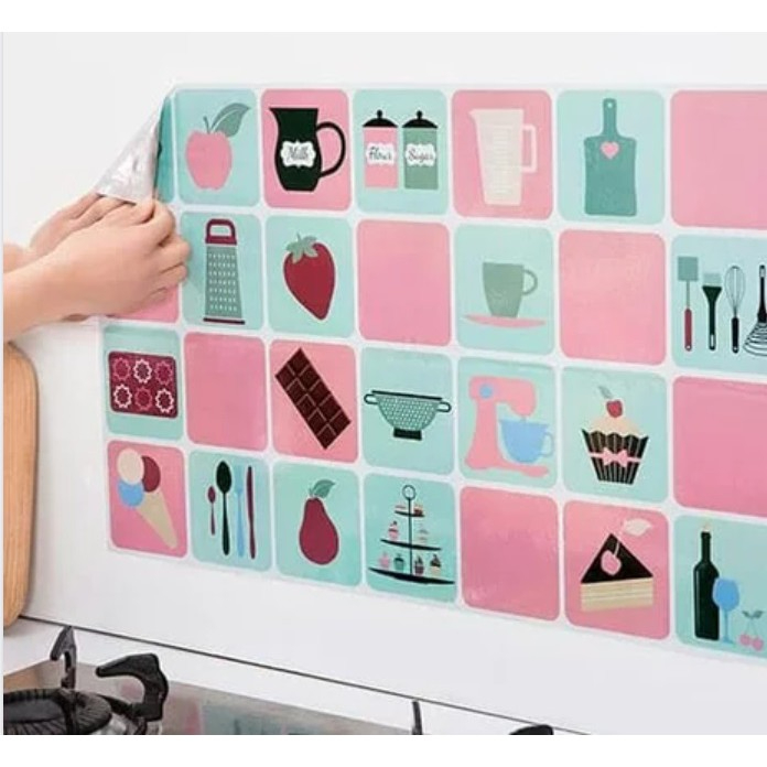 Pelekat Dinding Dapur Kalis Air Wallpaper Sticker Alumunium Foil ...