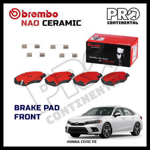 (RED SHIM) BREMBO NAO HONDA CIVIC FE T20 2021-2023 FRONT REAR CERAMIC ...