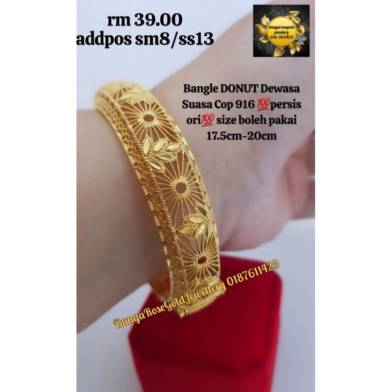 🔥Bangle Kerawang🔥💯persis ori 💥suasa cop 916💥 | Shopee Malaysia