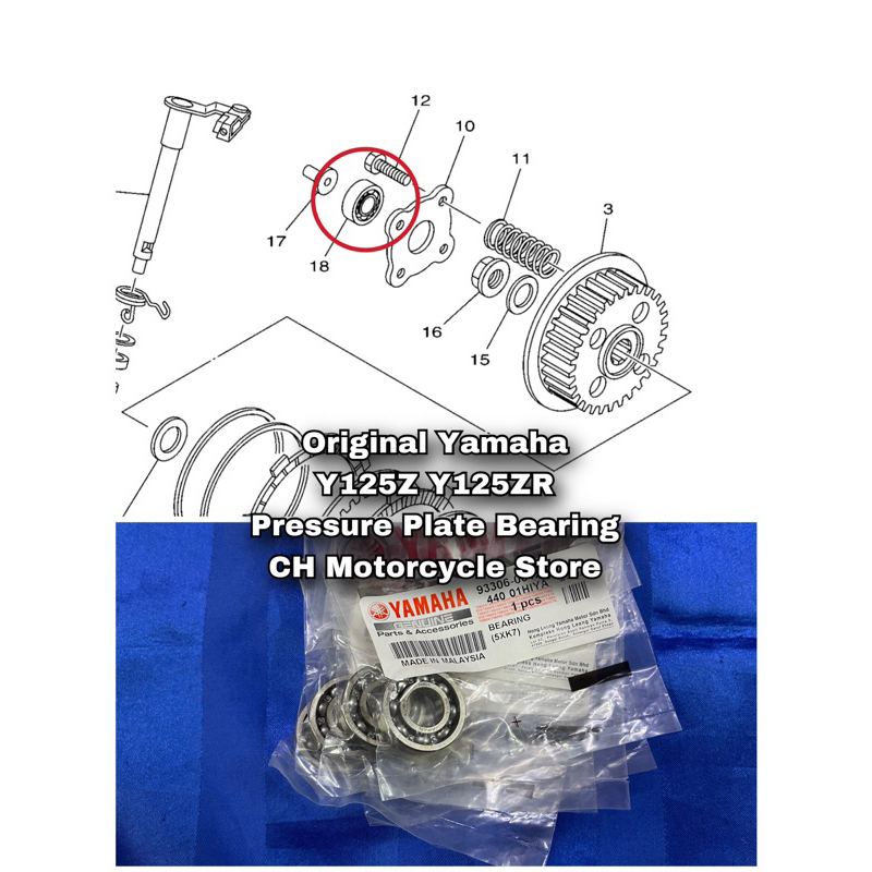 Original Yamaha NTN Y125ZR LC135 4S 5S ES Bearing Clutch Boss Housing Pressure Plate Y125Z Auto ...