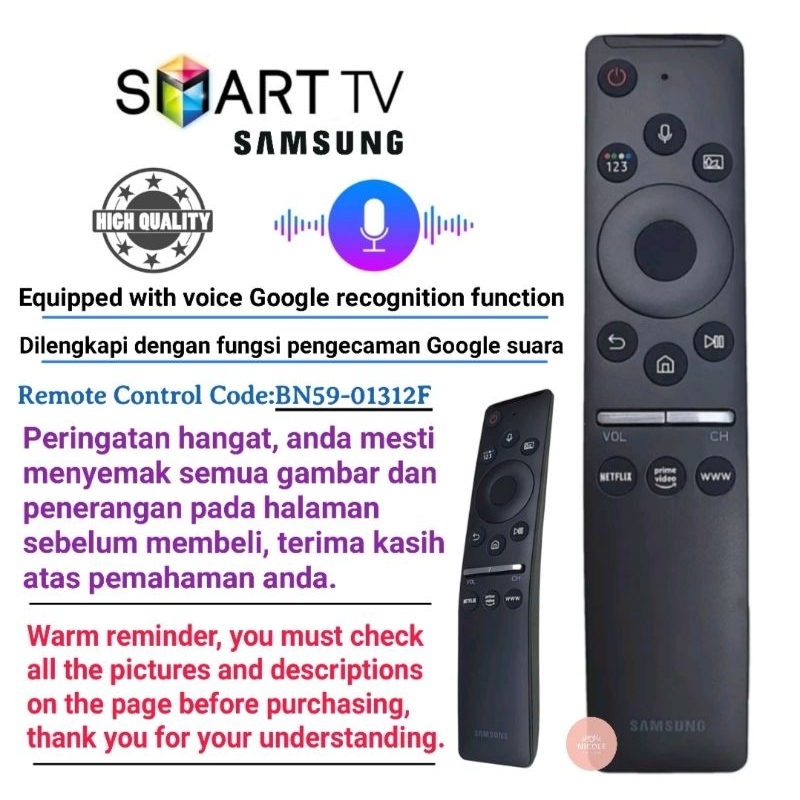 Samsung BN59-01312F Smart android LED TV Remote Control with Voice ...