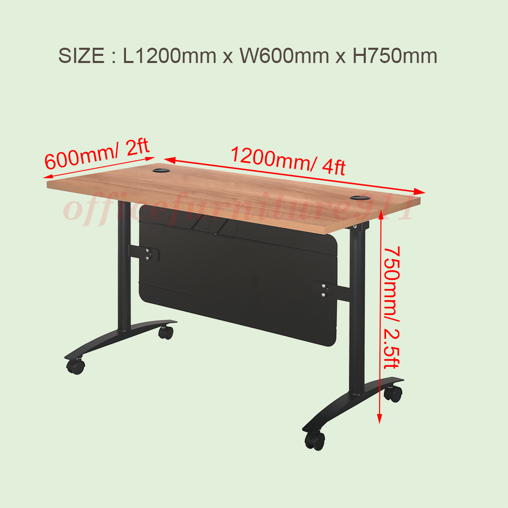 Foldable Training Table/ Mobile Flip Over Desk/ Move-able Meeting Table ...