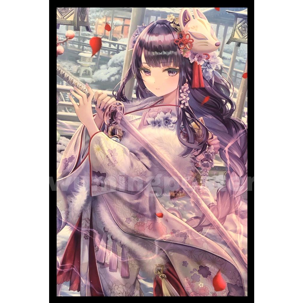 Anime Genshin Impact Raiden Shogun Poster medium banner framed | Shopee ...