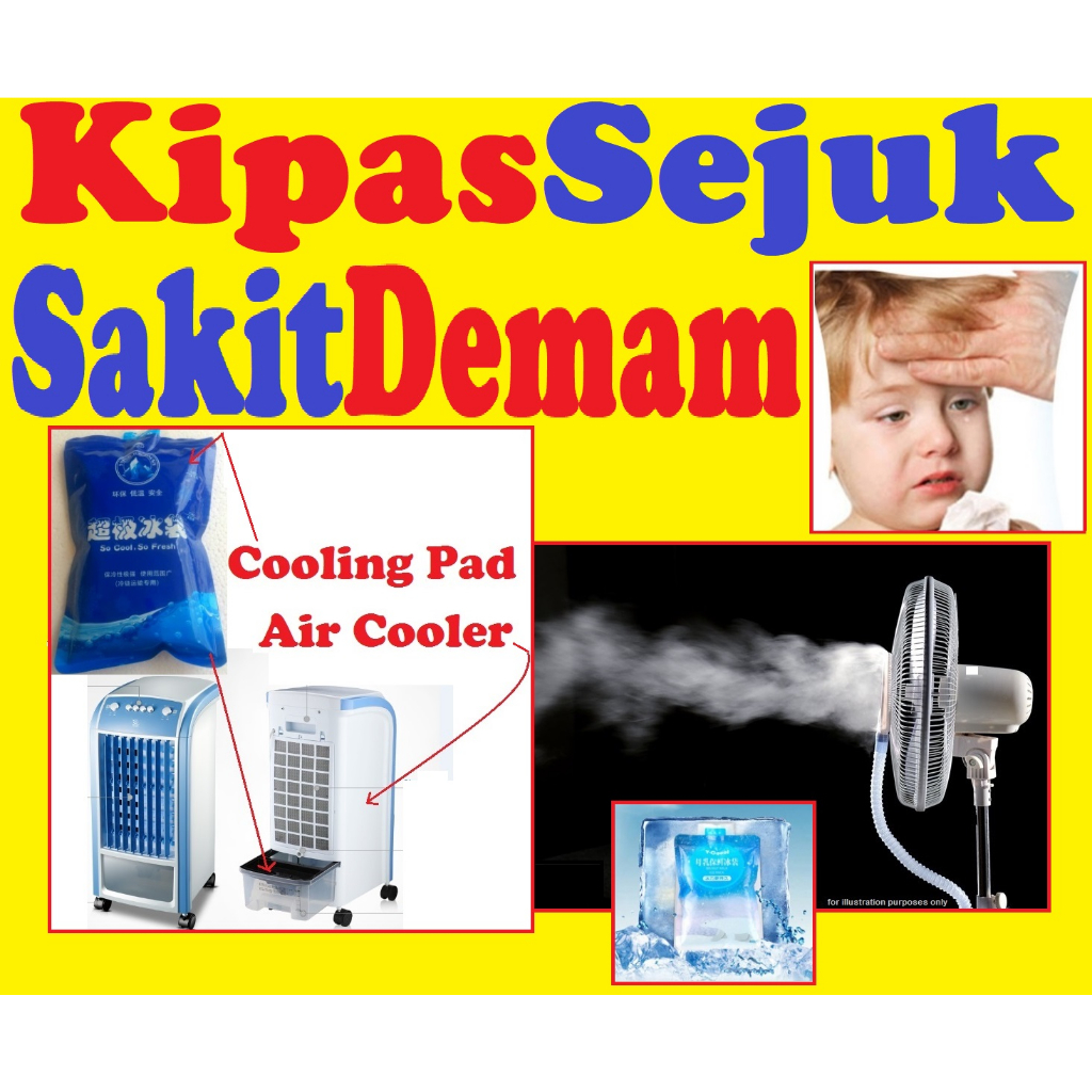 Air Cooler Cooling Fan Ice Bag Beg Ais Air Batu Gel Pad Mat Pack Demam ...