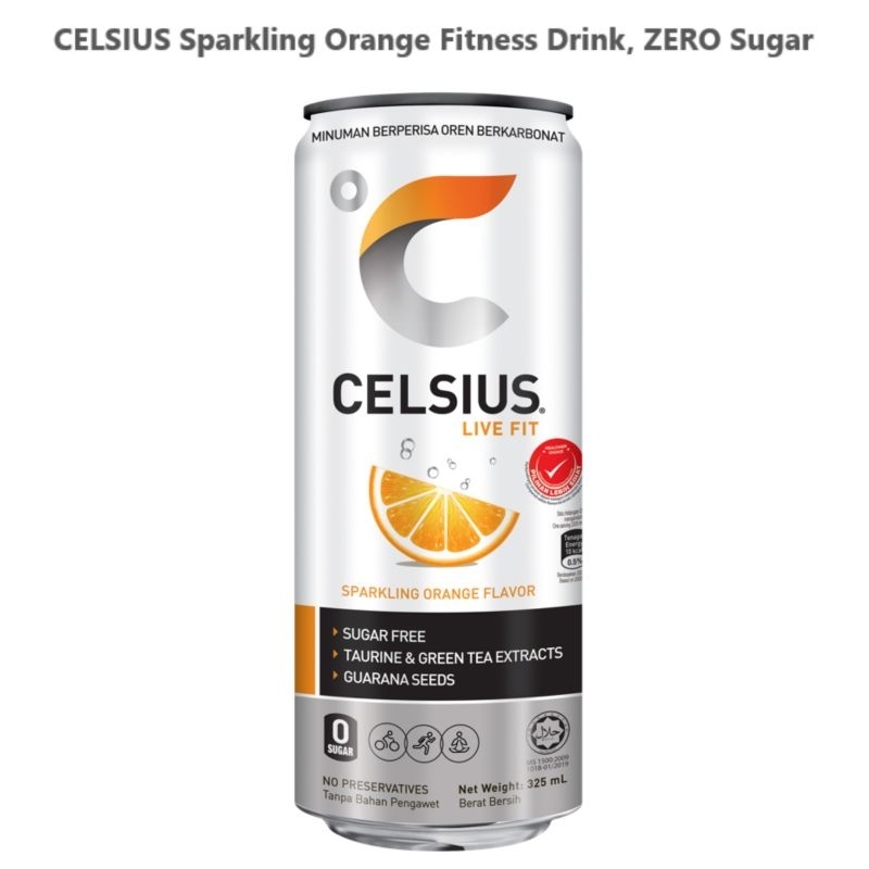 Celsius Live Fit Energy Drink Sparkling Orange, Taurine & Green Tea ...