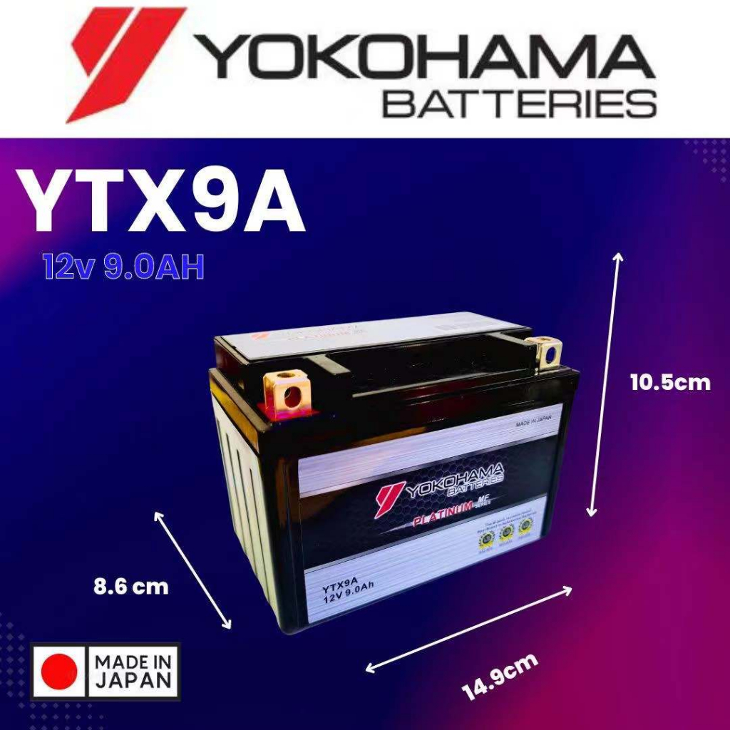 YTX9A YTX9 BATTERY YOKOHAMA YAMAHA YFM400 R250 CBX250 TR200 BENELLI ...