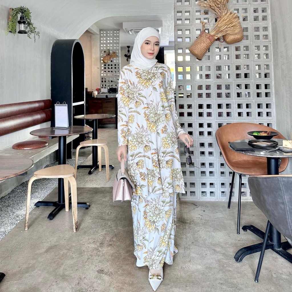 Readystock Jelita Kurung Haurabelle Baju Raya Floral Ironless Baju ...