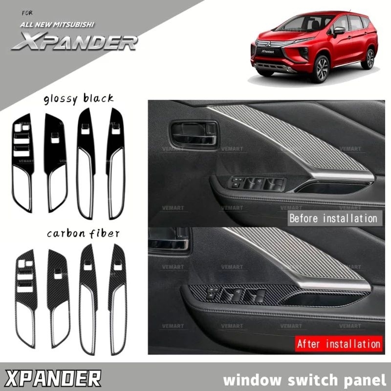 Mitsubishi xpander carbon fiber window switch panel frame garnish ...