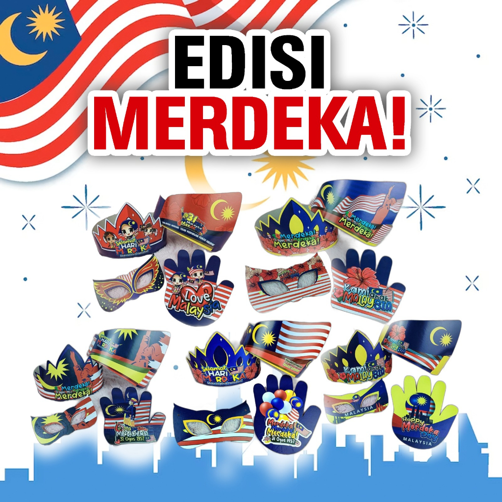Topeng Merdeka Kanak-kanak / tengkolok merdeka / tanjak merdeka Set 1 ...