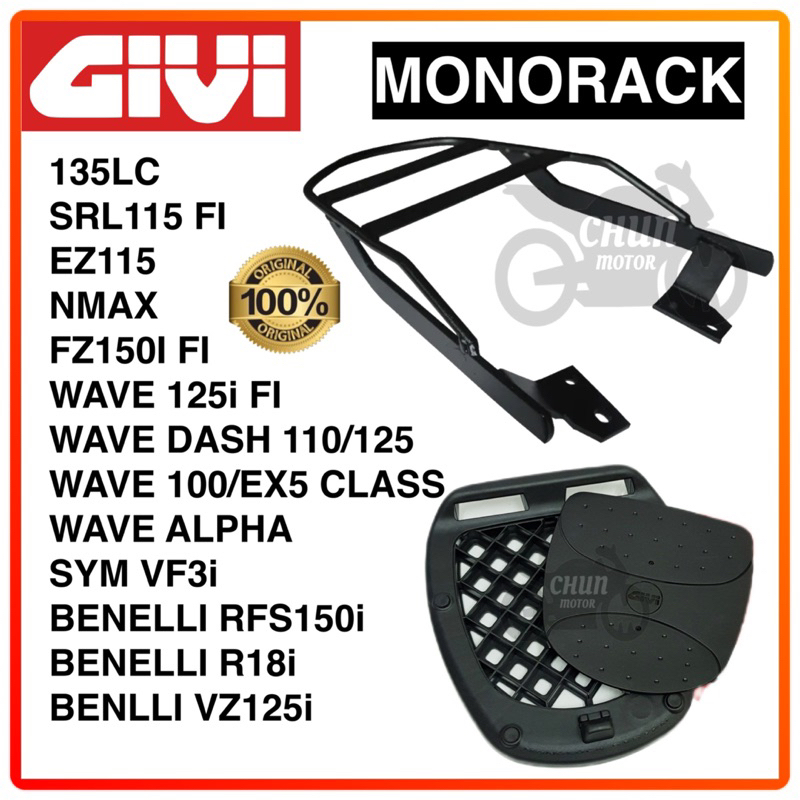 Original Givi Monorack Motorcycle for Yamaha 135LC/SRL115 FI/EZ115/NMAX ...