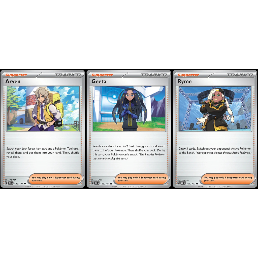 Pokemon TCG: Obsidian Flames: Supporters - Arven / Brassius / Geeta ...