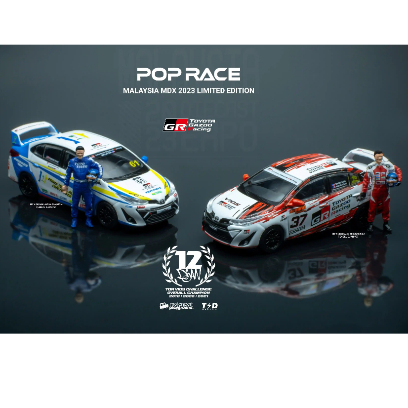 Pop Race x Motorsports Playground 1/64 Toyota Vios GR with Tengku Djan ...