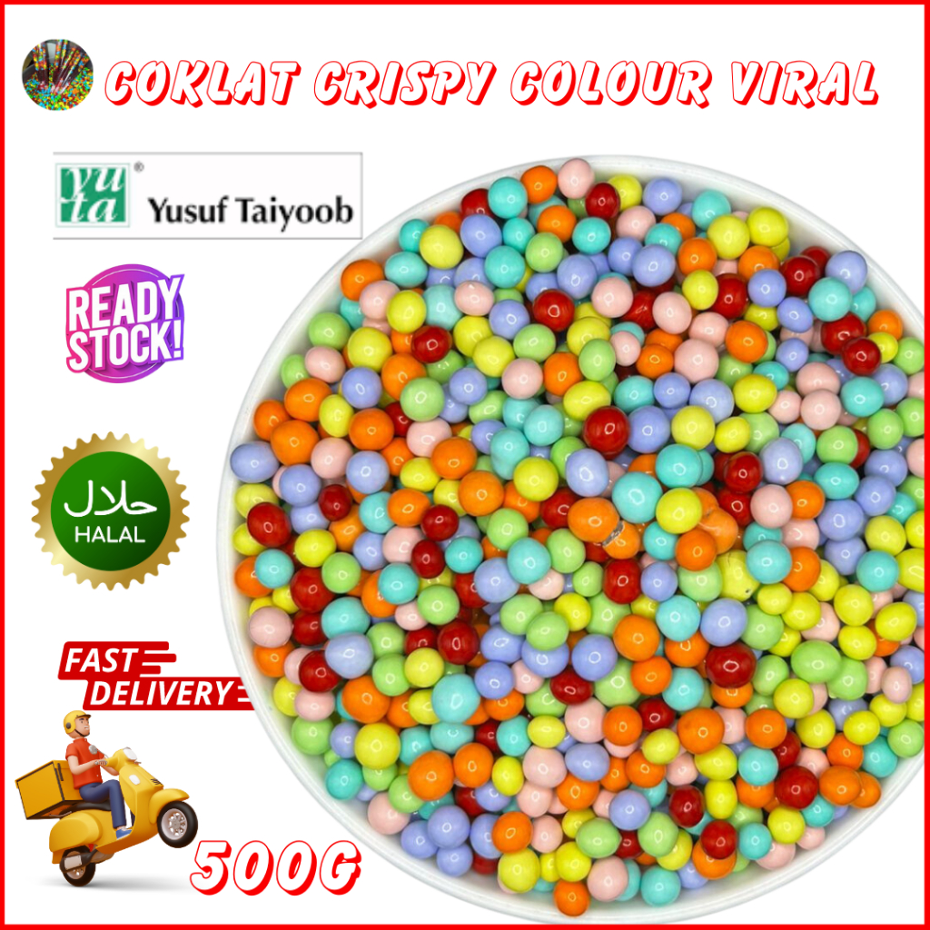 COKLAT CRISPY COLOUR RICE VIRAL ( 500G) Chocolate Coated Rice Cracker ...