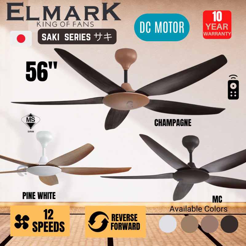 ELMARK SAKI 56” DC REMOTE CEILING FAN / DESIGNER CEILING FAN | Shopee ...