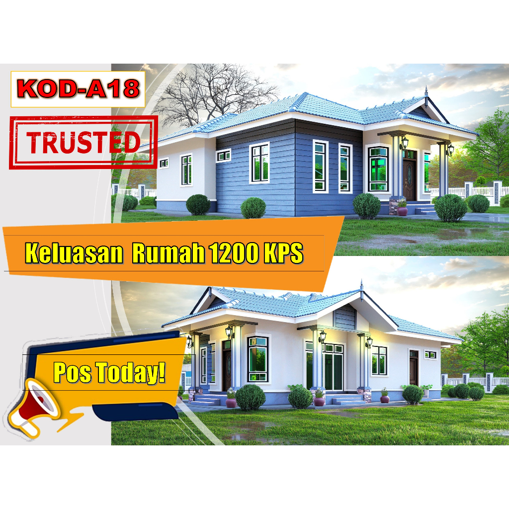 PELAN RUMAH TERKINI KOD A18 ORIGINAL 1200 KPS 49 X 30 4 BED AND