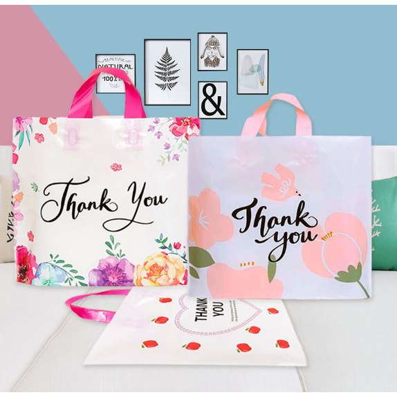 50pcs Premium Gift Bag Shopping Plastic Bag With Handles Thank You Bag ...