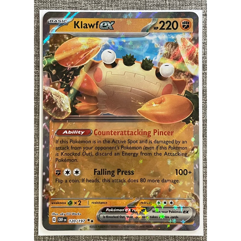 Pokemon TCG Obsidian Flames - Klawf EX (Whitening At Back) | Shopee ...