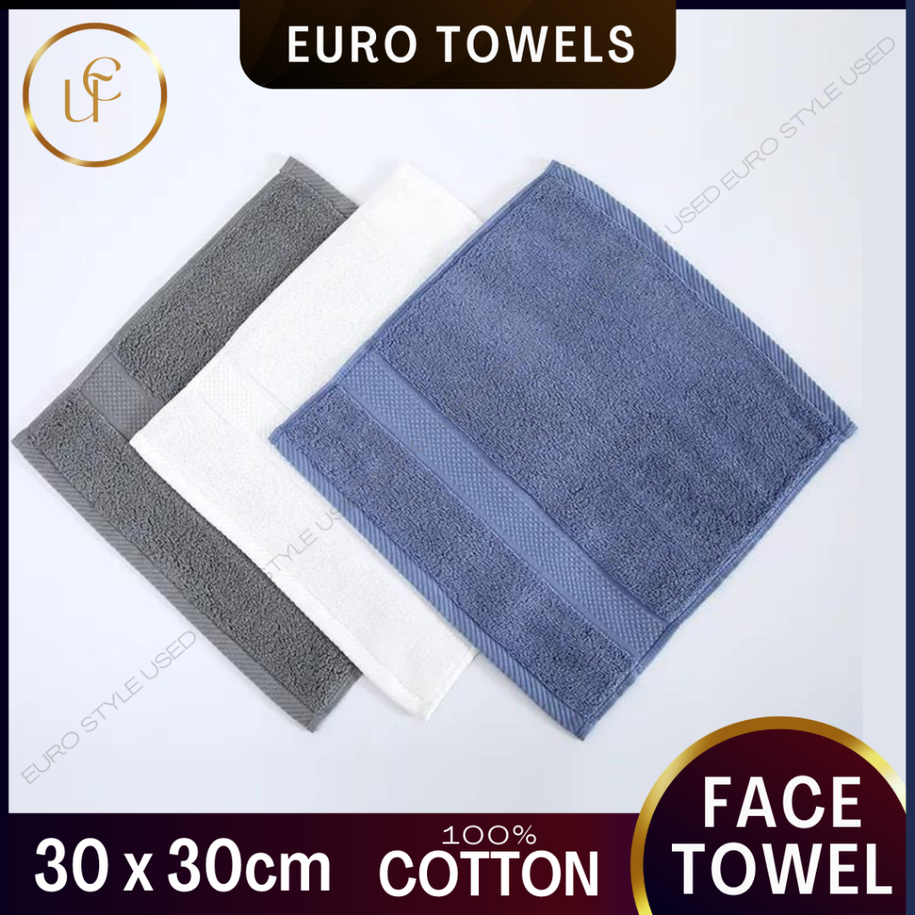 𝗘𝗨𝗥𝗢 𝗧𝗢𝗪𝗘𝗟𝗦 l Face Towel 30x30cm 100% Cotton Ring Spun, Highly ...
