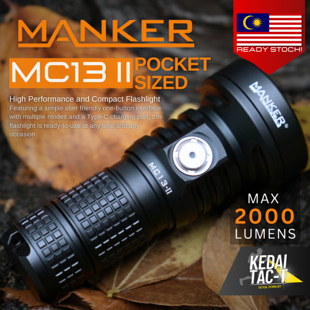 MANKER MC13 II - 2000L Rechargeable Pocket Flashlight - ORIGINAL ...