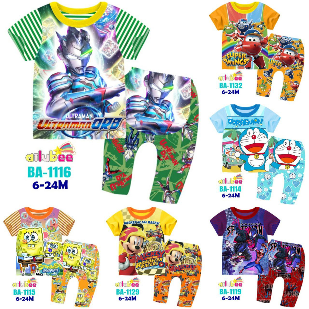 (6-24M) Baby Pyjamas MICKEY SPIDERMAN DORAEMON ULTRAMAN SUPERWINGS ...