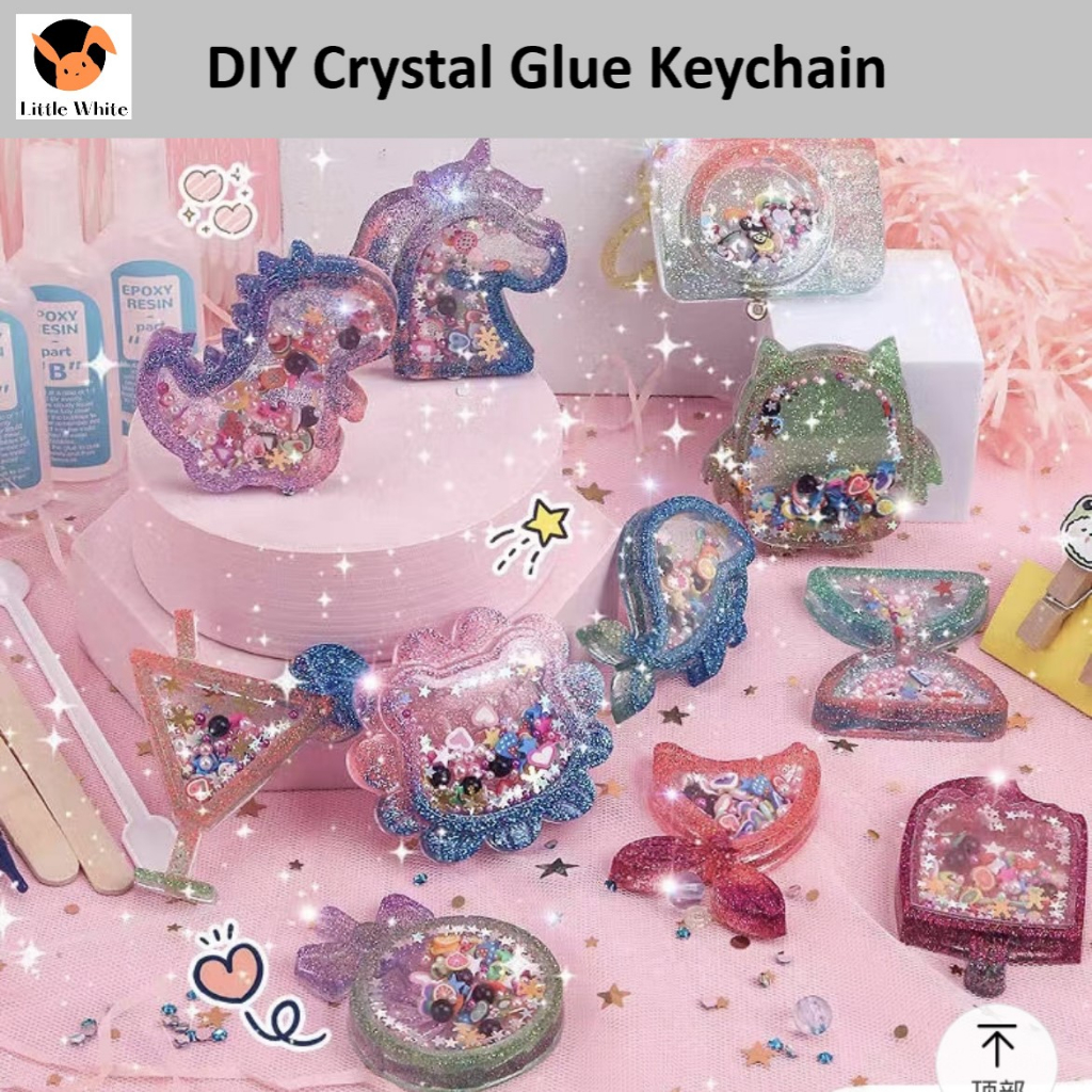 Kids DIY Crystal Glue Keychain Art Craft Early Learning ...