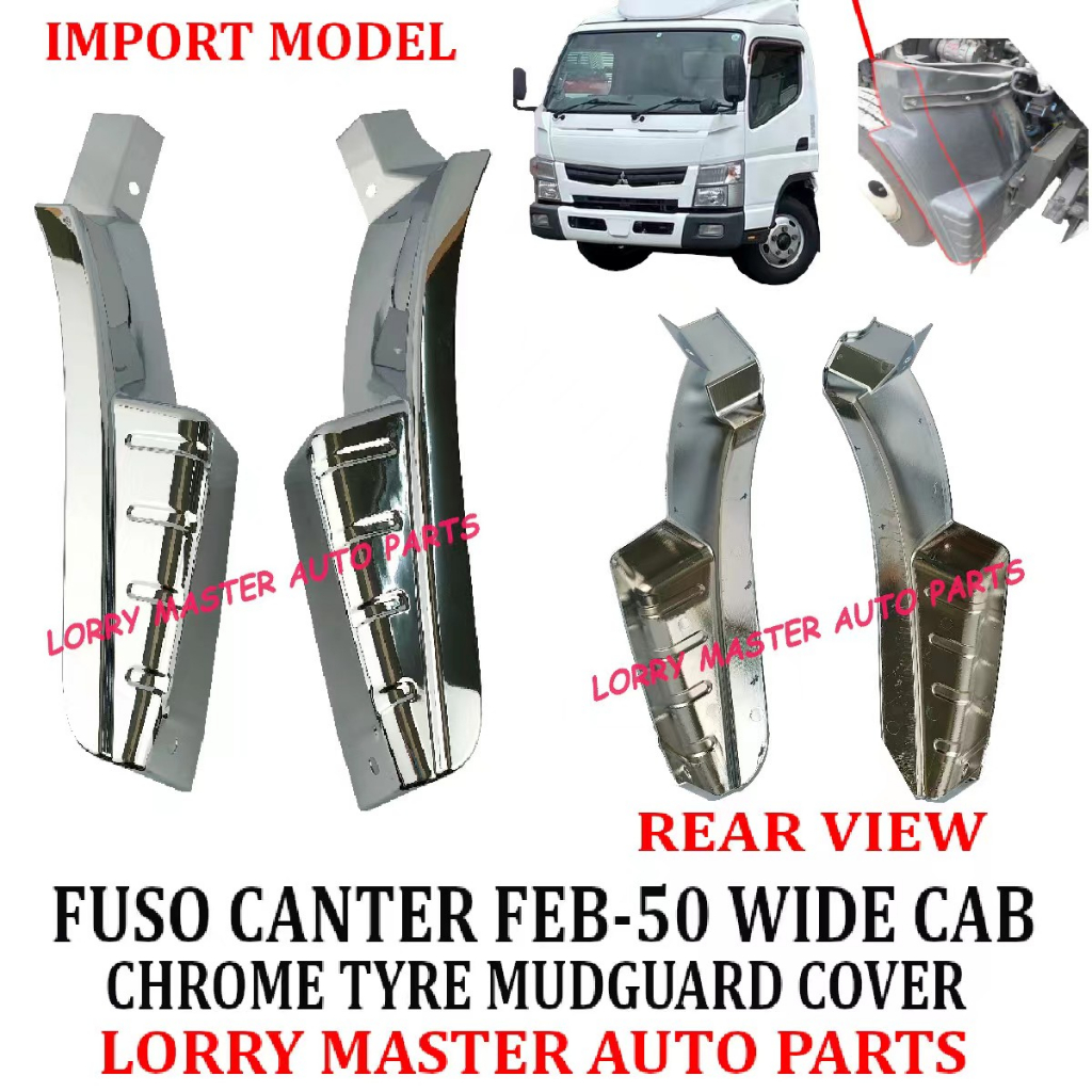 MIT FUSO CANTER FEB-50 FEB83 NEW CHROME WIDE CAB MUDGUARD COVER SET ...