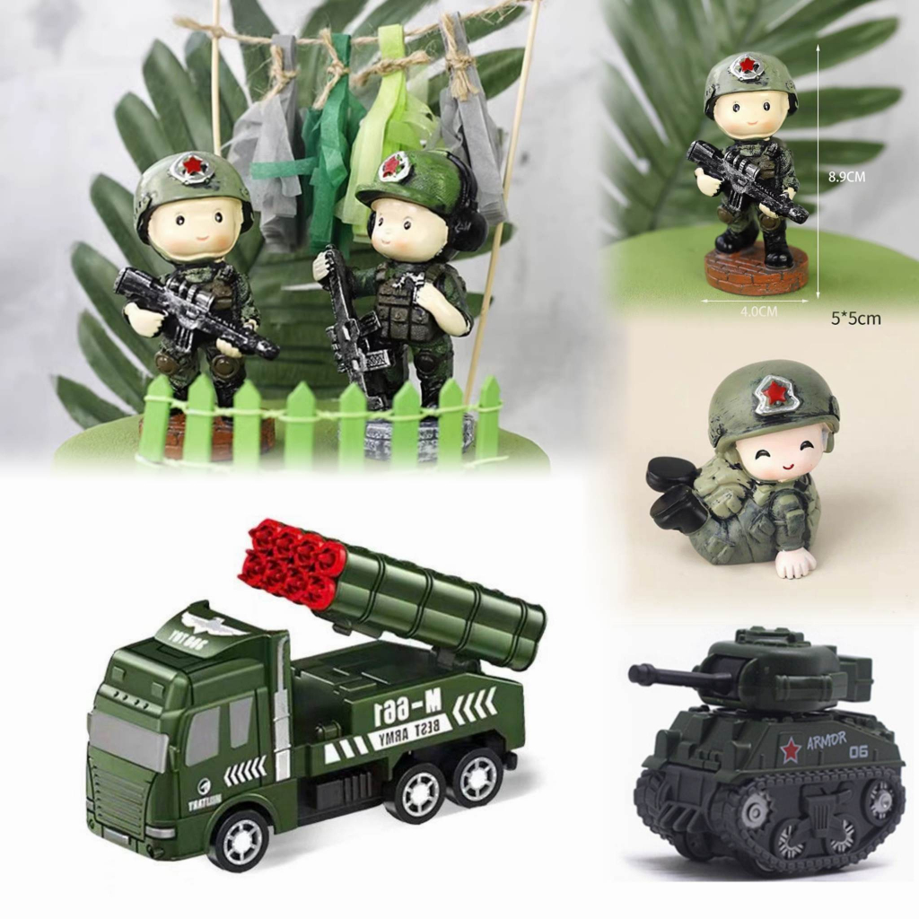 Army Cake Topper Soldier Cake Topper Tank Artillery Tentera Cake Topper ...