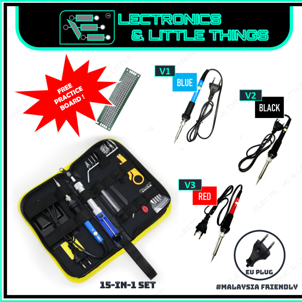 15-in-1 Adjustable Temperature 200-450°C Soldering Iron Set EU Plug ...