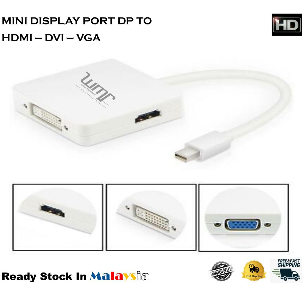 Display Port Mini DP To HDMI DVI-D VGA Converter Adapter Cable Laptop ...